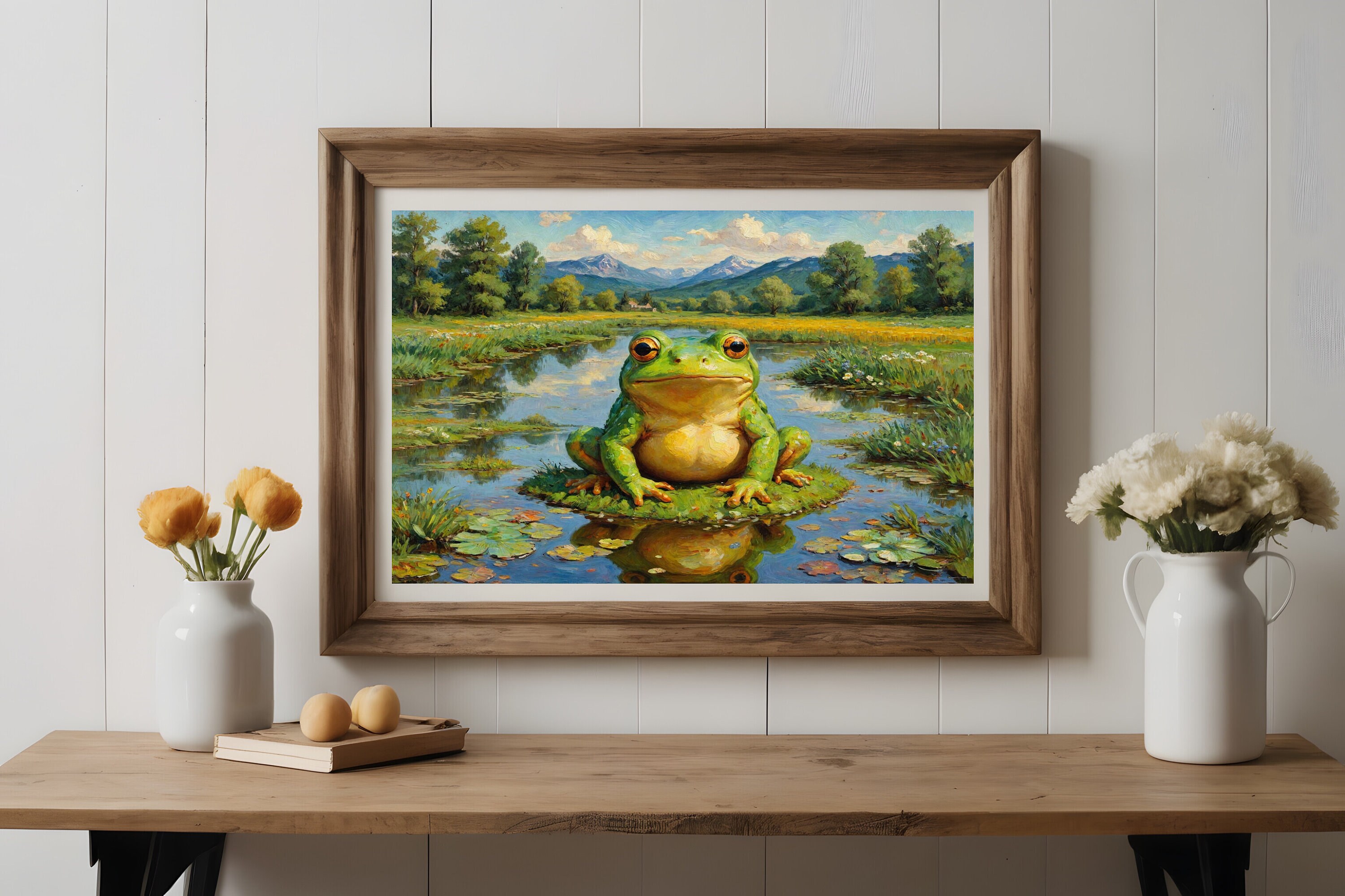 Lily Pad Toad Guy Digital Art Print Download Nature Landscape - Cute ...