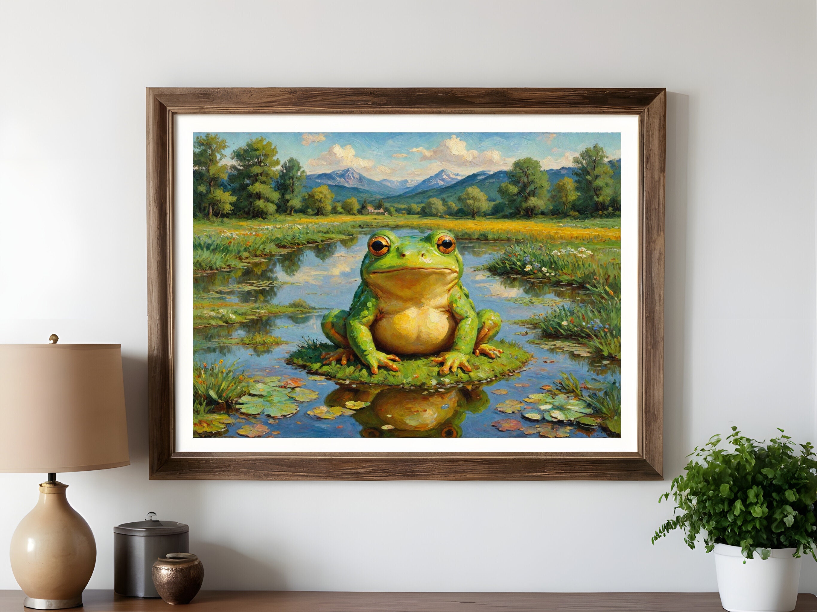 Lily Pad Toad Guy Digital Art Print Download Nature Landscape - Cute ...