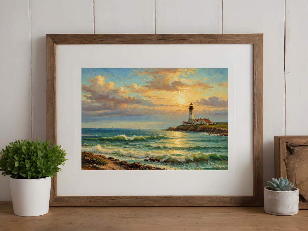 Coastal Lighthouse Digital Download - Fine Art Print, Seaside Wall ...