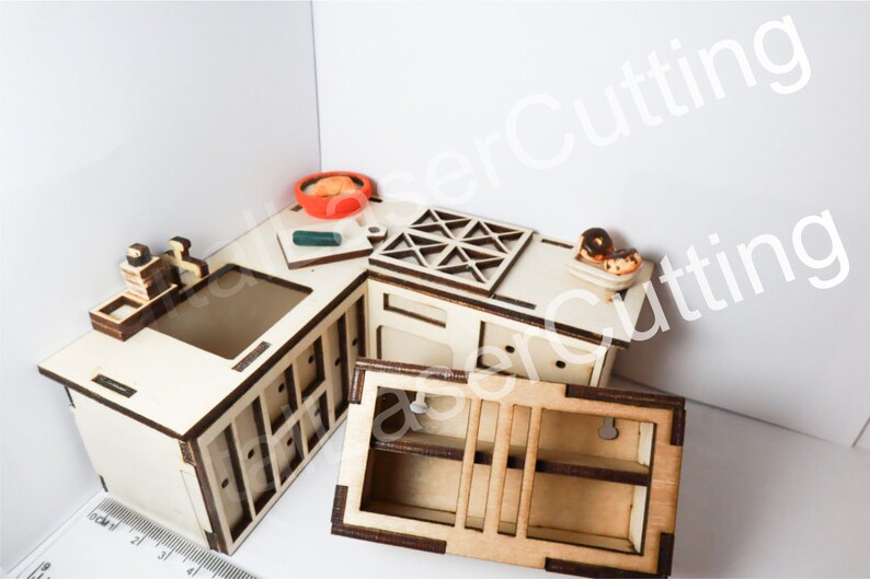 1:12 Scale Miniature Kitchen Furniture, Laser Cut Files (svg, Cdr, Dxf ...