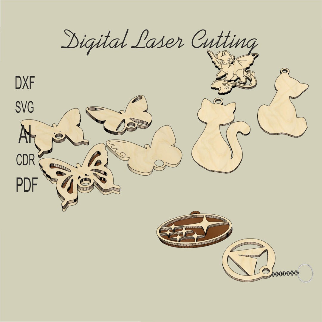 Wooden Cat Keychains – Laser Cut SVG Files, DIY Keychain Templates - Etsy