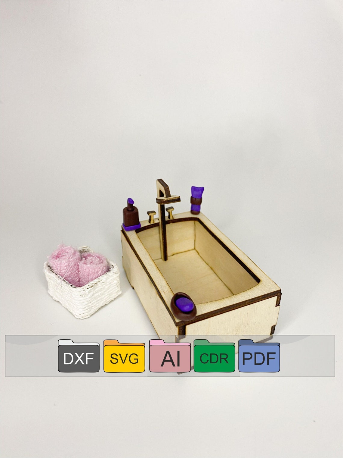1:12 Scale Doll Bath Laser Cut Files (svg, Cdr, Dxf, Ai, Pdf) - Etsy
