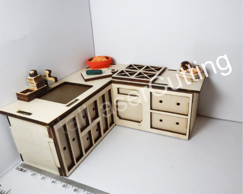 1:12 Scale Miniature Kitchen Furniture, Laser Cut Files (svg, Cdr, Dxf ...