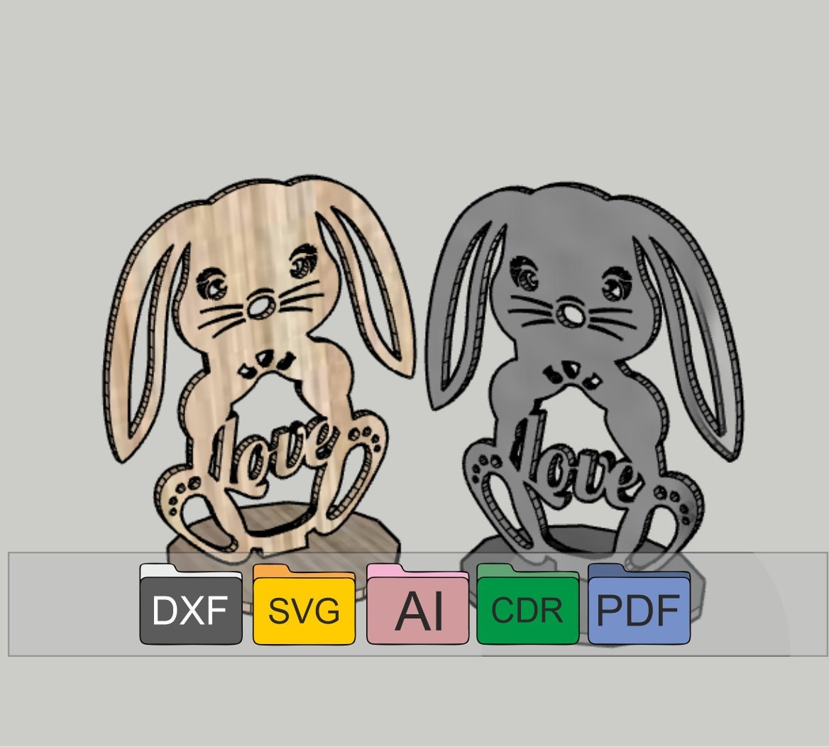 Laser Cut File Svg,bunny Wooden Cut Out Shape,rabbit With a Stand ...