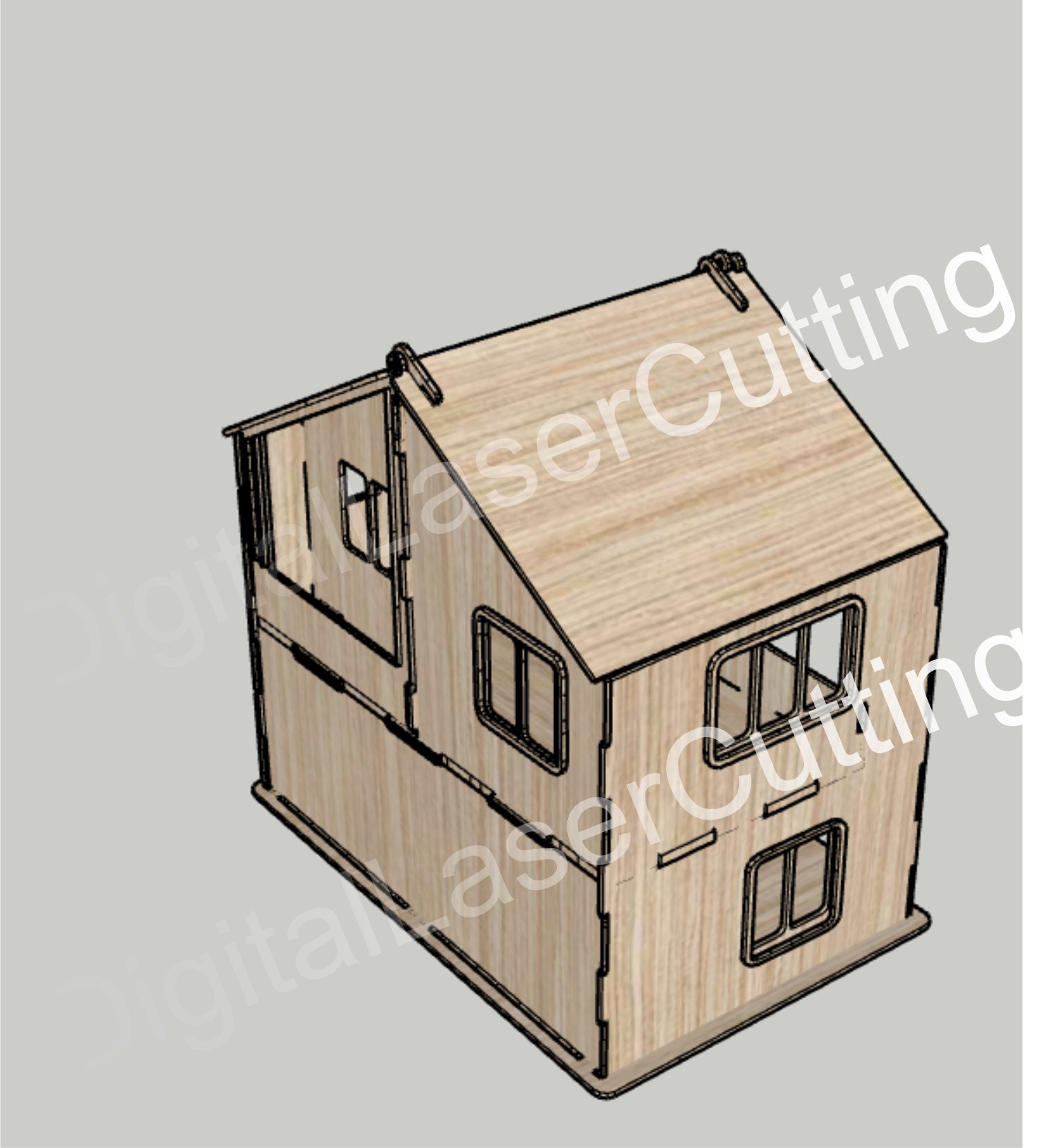 Digital Product, Wooden Doll House, Laser Cut Dollhouse, 4mm House Dxf ...