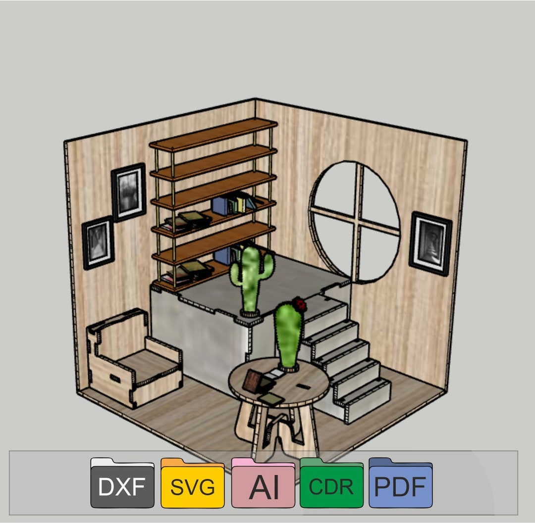 Digital File Model Diorama Library ,laser Cut Pdf Svg Dxf MDF 3 Mm ...