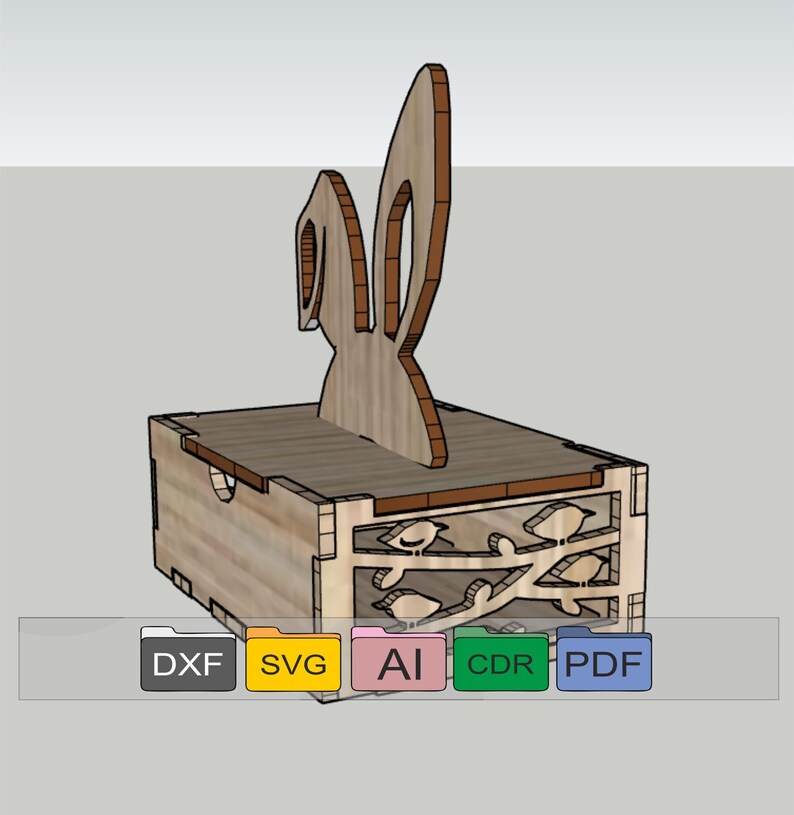 Easter Bunny Box SVG CDR Vector Plans DXF Files for Laser. Digital ...