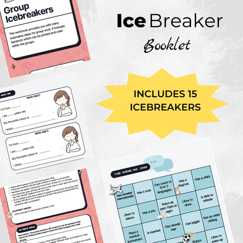 Group Icebreaker Booklet- Includes Handouts and Templates, Activities ...