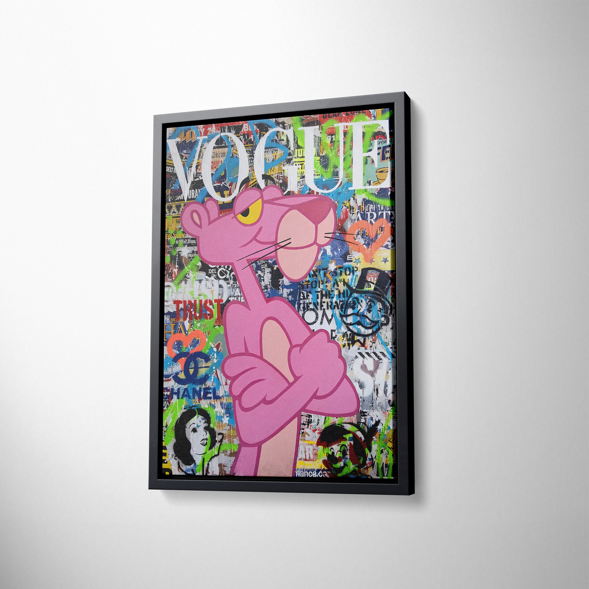 Pink Panther Pop Art Wall Art, Pink Panther Street Art Decor, Pink ...