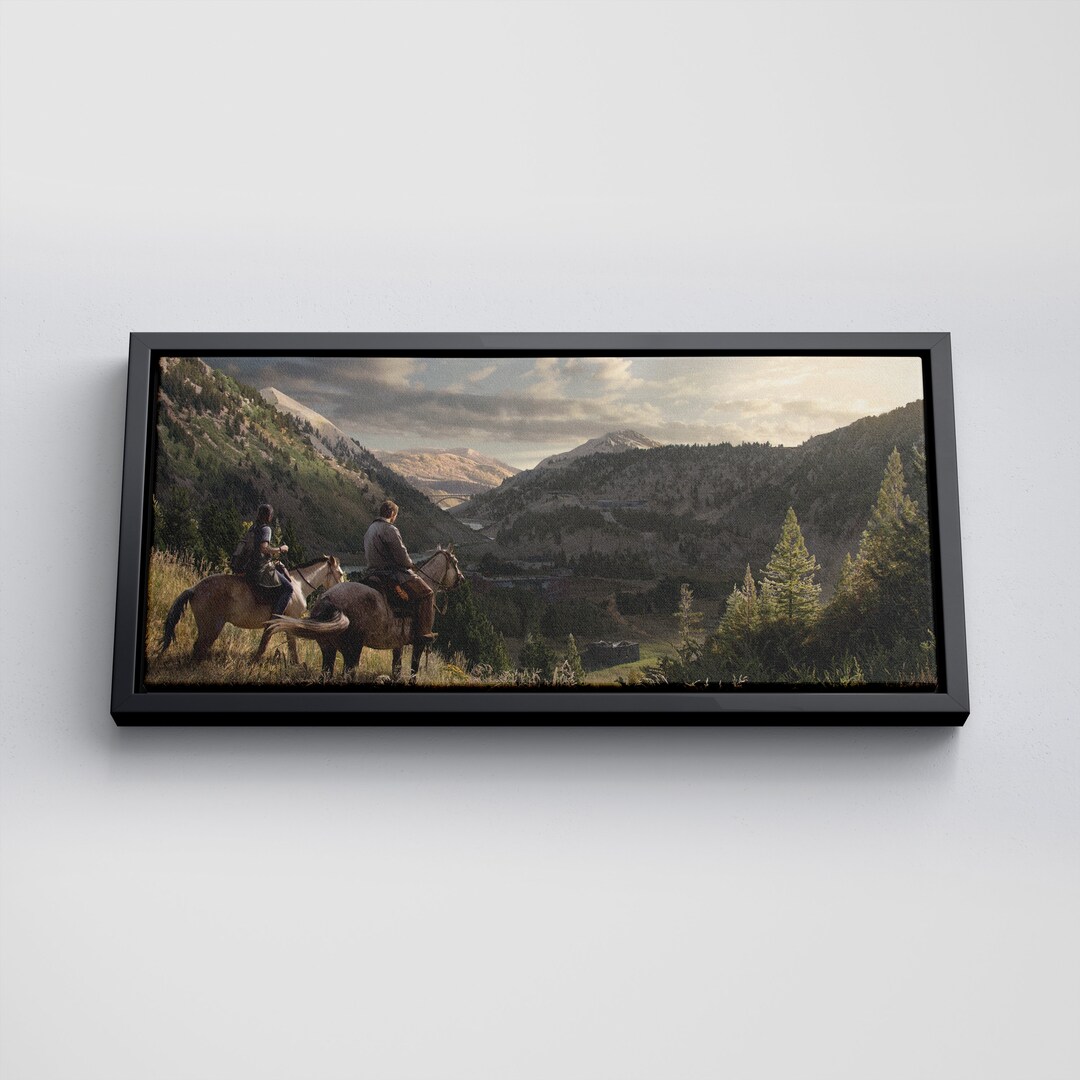 Last of Us Part 2, Ellie and Joel Riding Horses Canvas Wall Art Decor ...