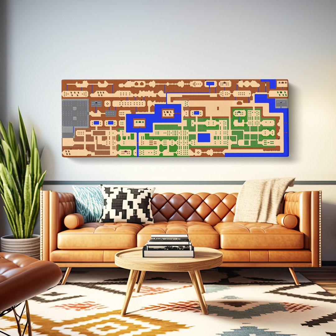 Retro Zelda World Map, Vintage Wall Decor, Video Game Poster, Legend of ...