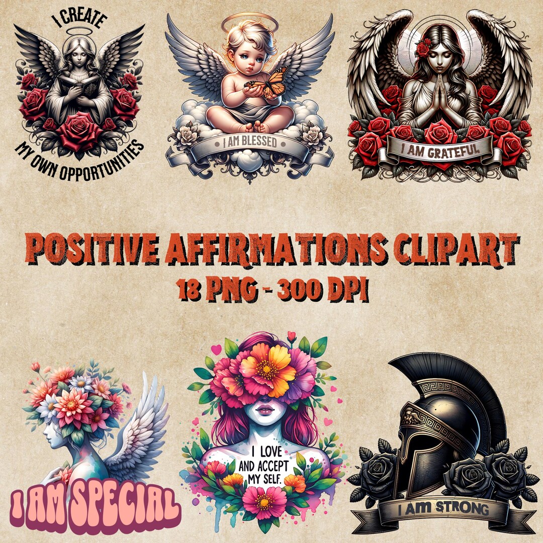 Positive Affirmations Clipart, Inspirational Quotes Clipart ...
