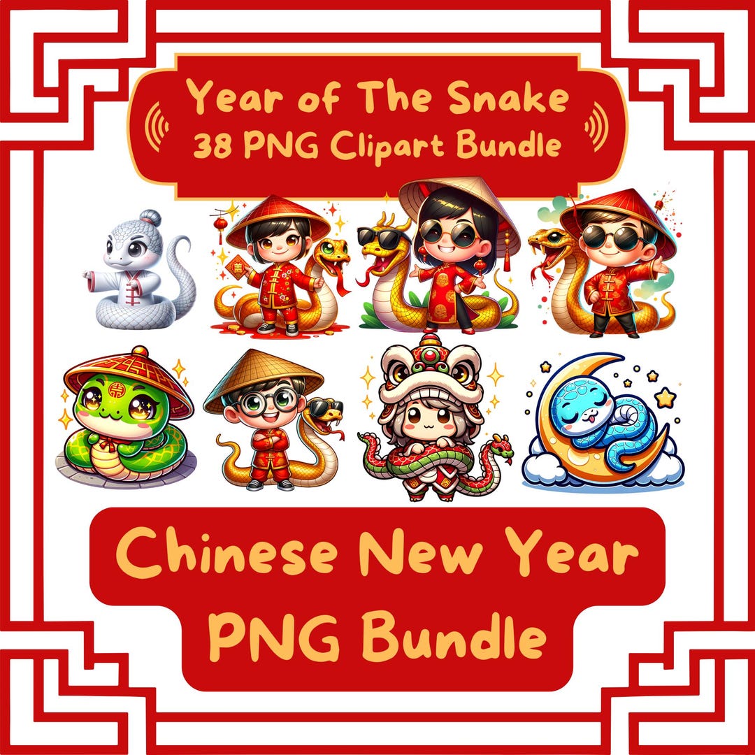 Chinese New Year Lunar New Year Digital Art PNG Bundle Year of the ...