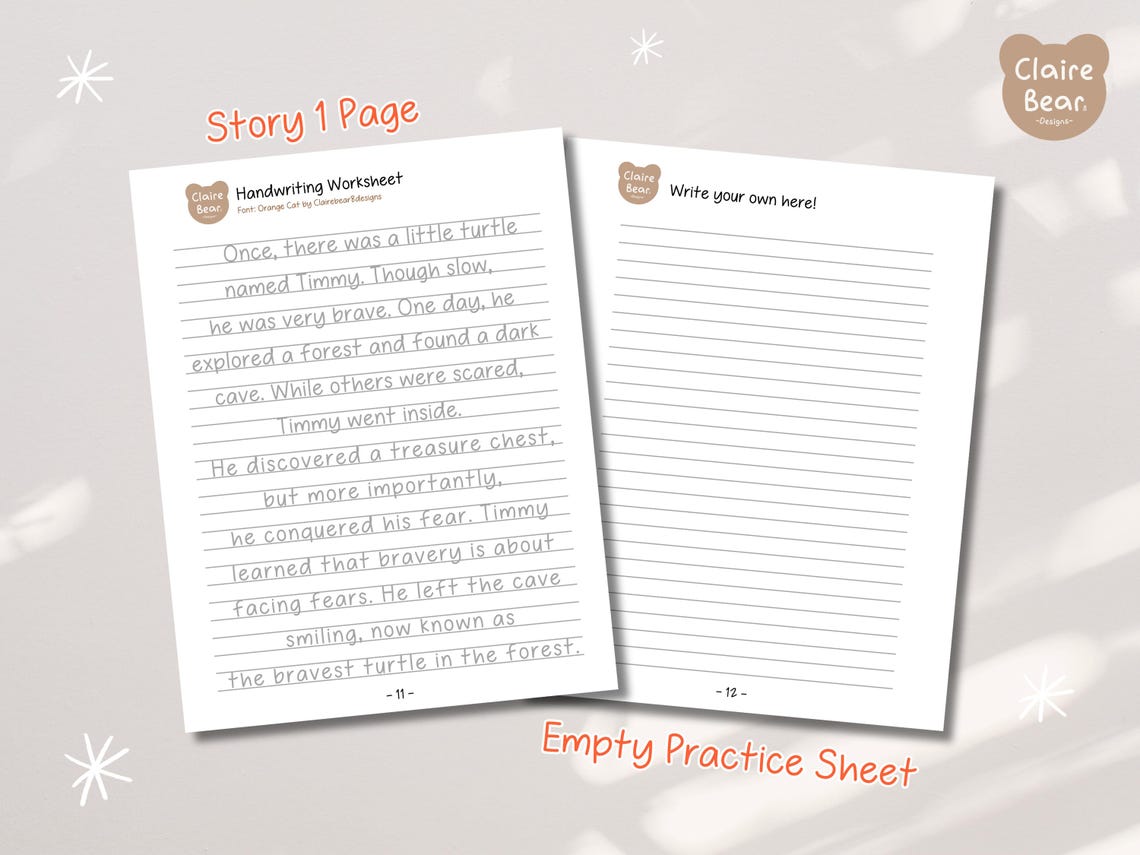 Orange Cat Cute and Neat Handwriting Practice Sheets Printable ...