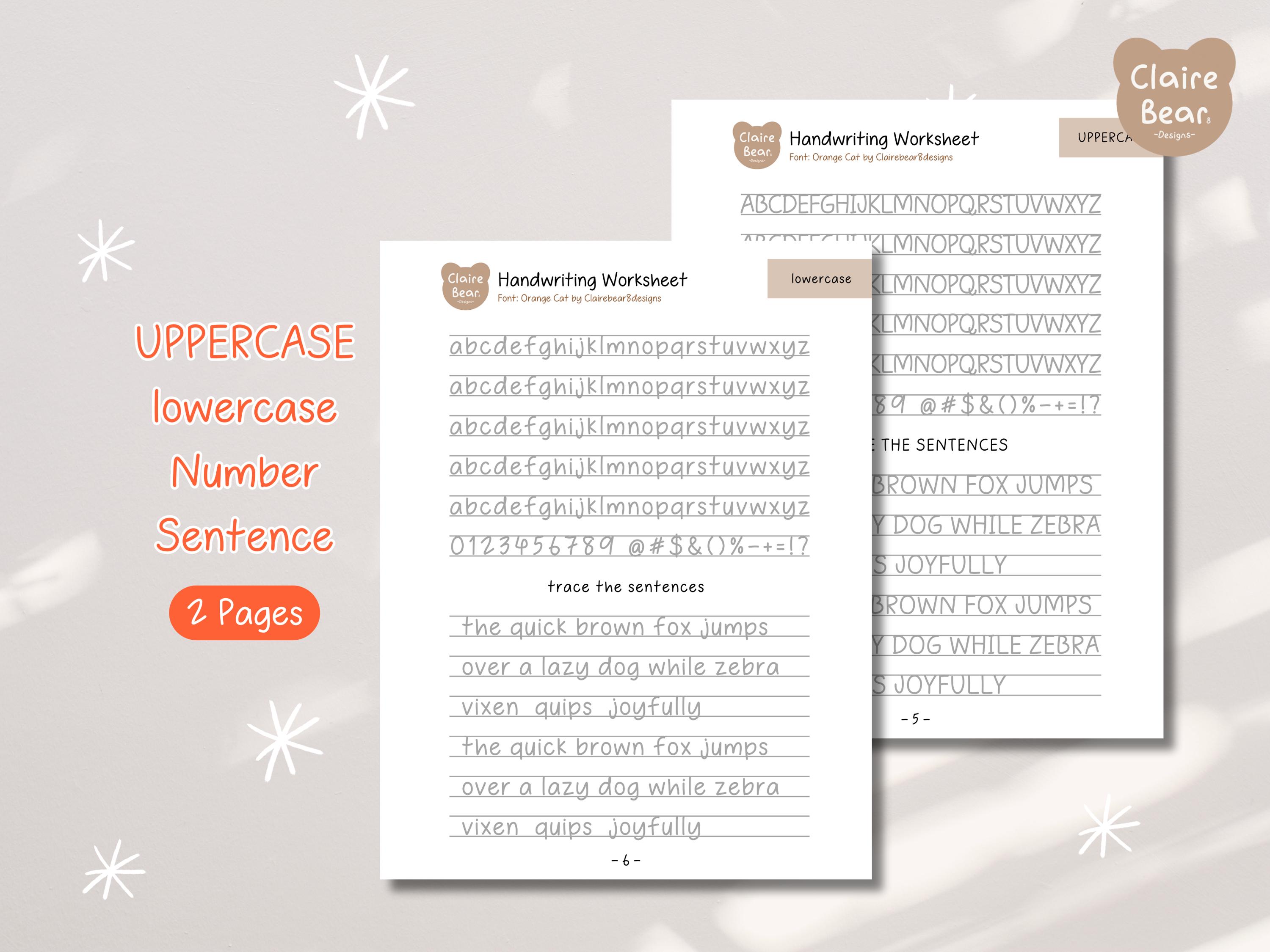Orange Cat Cute and Neat Handwriting Practice Sheets Printable ...