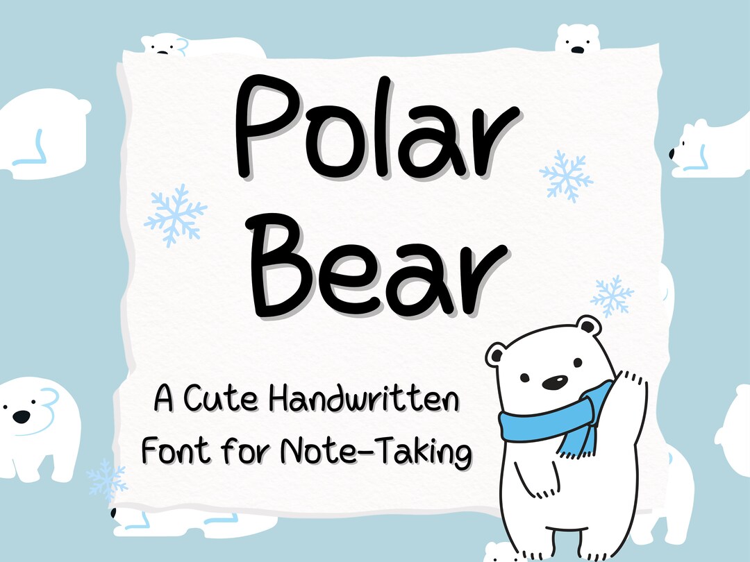 Polar Bear Font | A Cute Handwritten Font Note Taking Goodnotes Simple ...