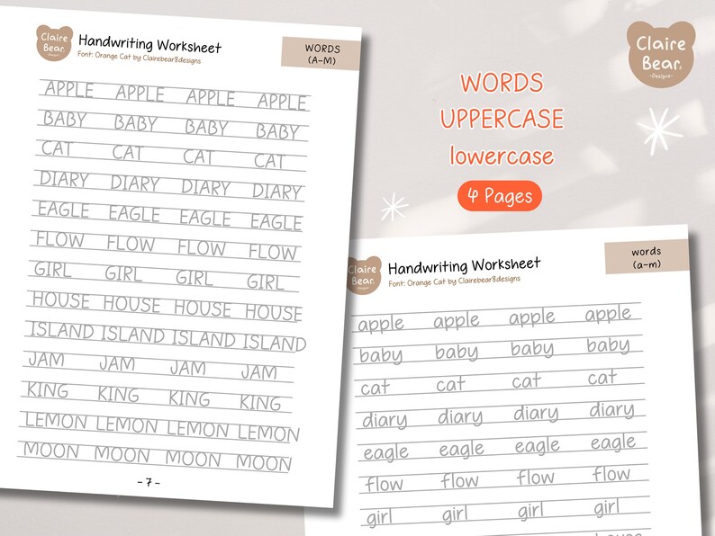 Orange Cat Cute and Neat Handwriting Practice Sheets Printable ...