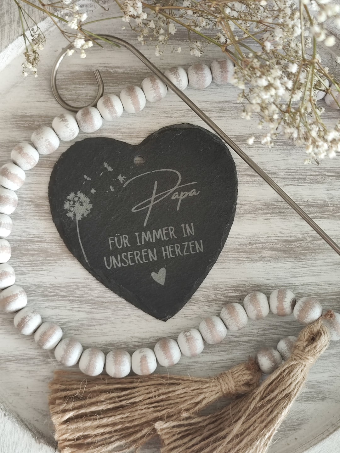 Slate Heart Grave Marker Dad L Grave Decoration L Desired Text L Slate ...