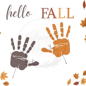 HELLO FALL, Handprint Art, Thumbprint Art, Digital Download, Wall Art ...