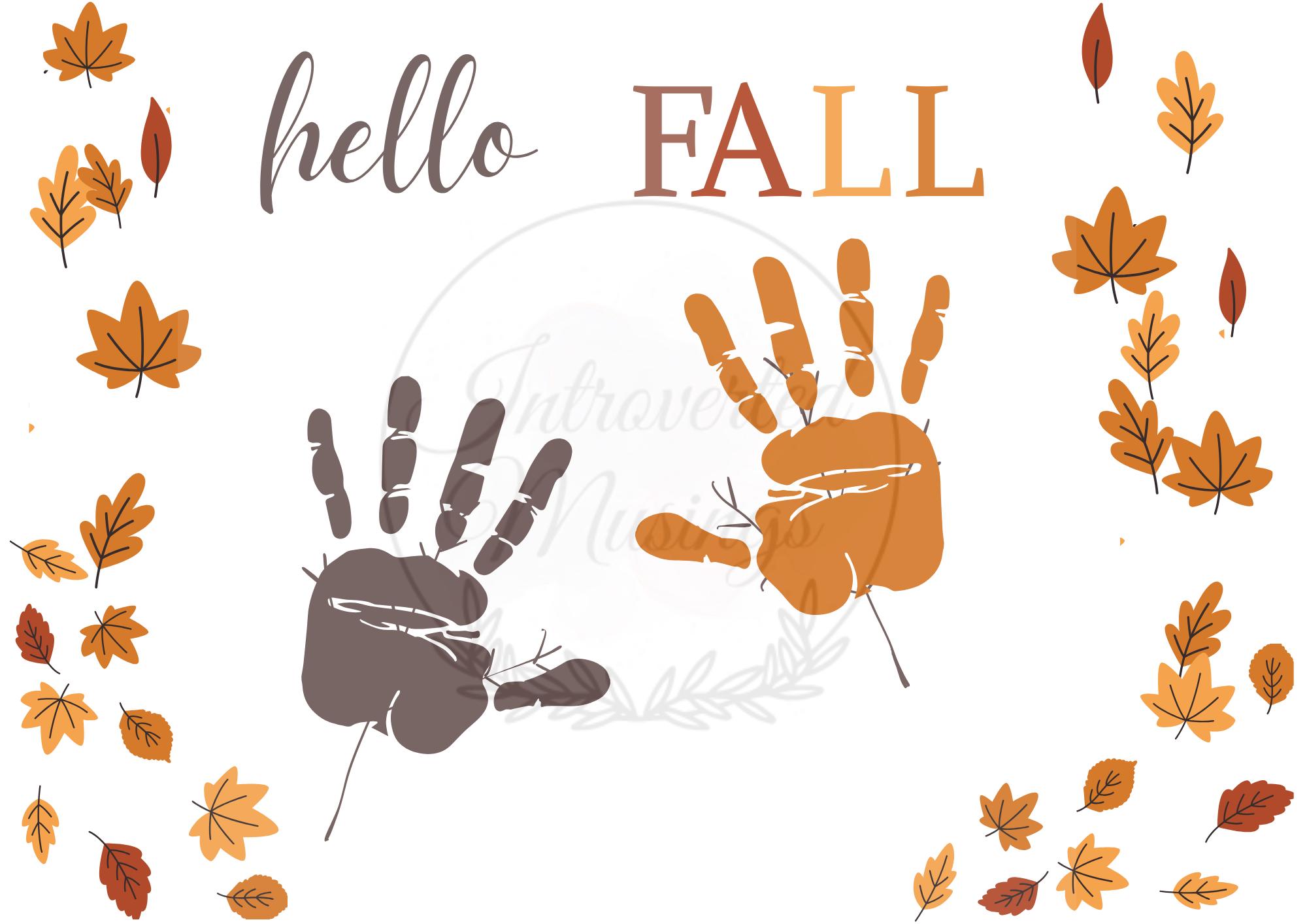 HELLO FALL, Handprint Art, Thumbprint Art, Digital Download, Wall Art ...