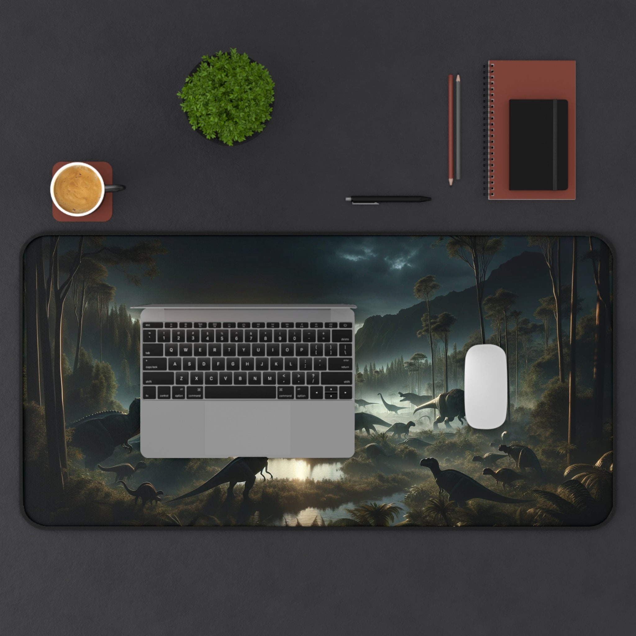 Jurassic Landscape, Dinosaurs, Nature Scene, Desk Mat, Gaming Pad ...