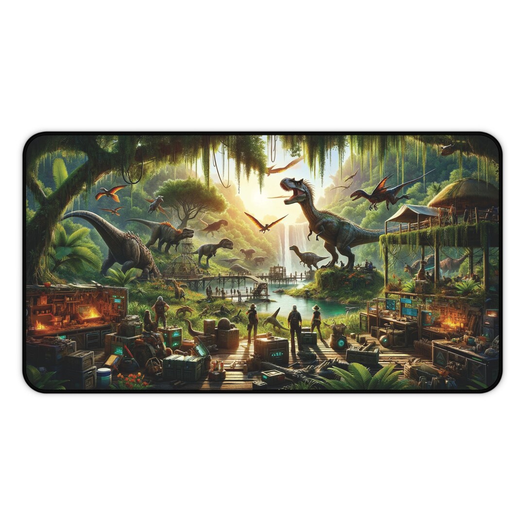 Dinosaurs With Humans, Ark, Jurassic, Desk Mat, Gaming Pad, Large Mouse ...