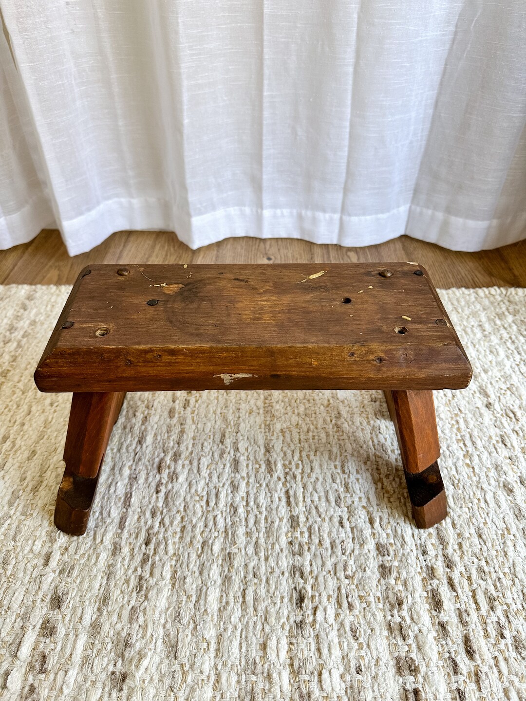 Small Wooden Rustic Antique Accent Stool Primitive Step Stool - Etsy