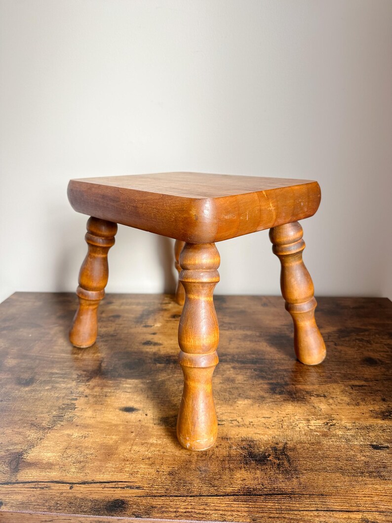 Antique Rustic Solid Wood Milking Stool - Etsy