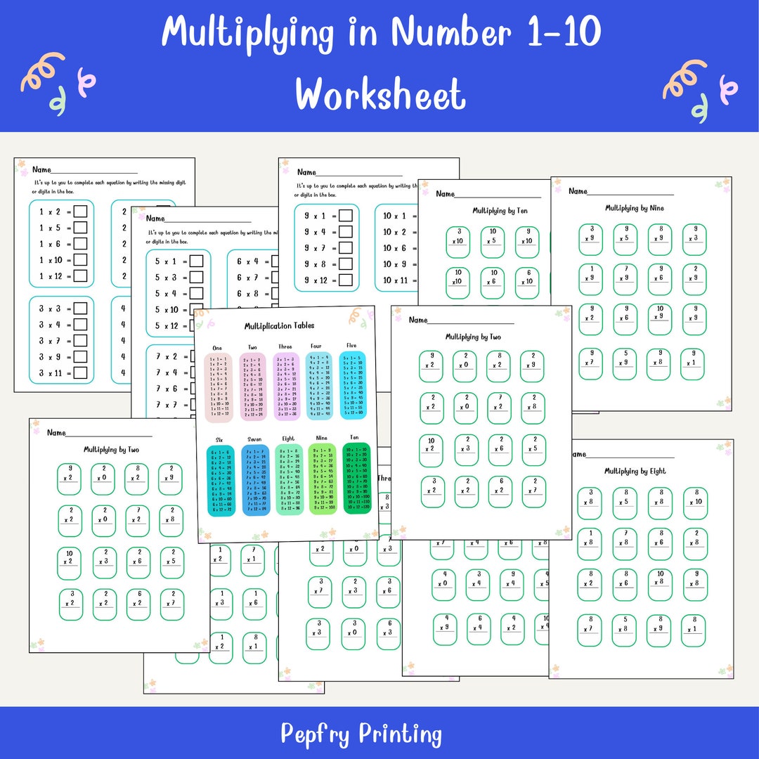 Multiplying in Number 1-10 Worksheet, Printable, Multiplication of ...