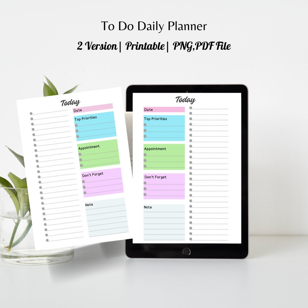 Daily Planner, Printable to Do List, to Do Daily Planner, Minimal Daily ...