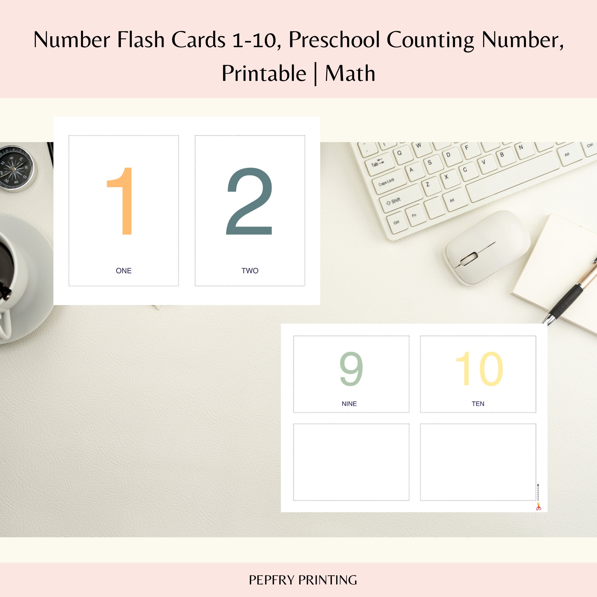 Printable Numbers Flash Cards, Preschool Counting Flash Cards, Number ...
