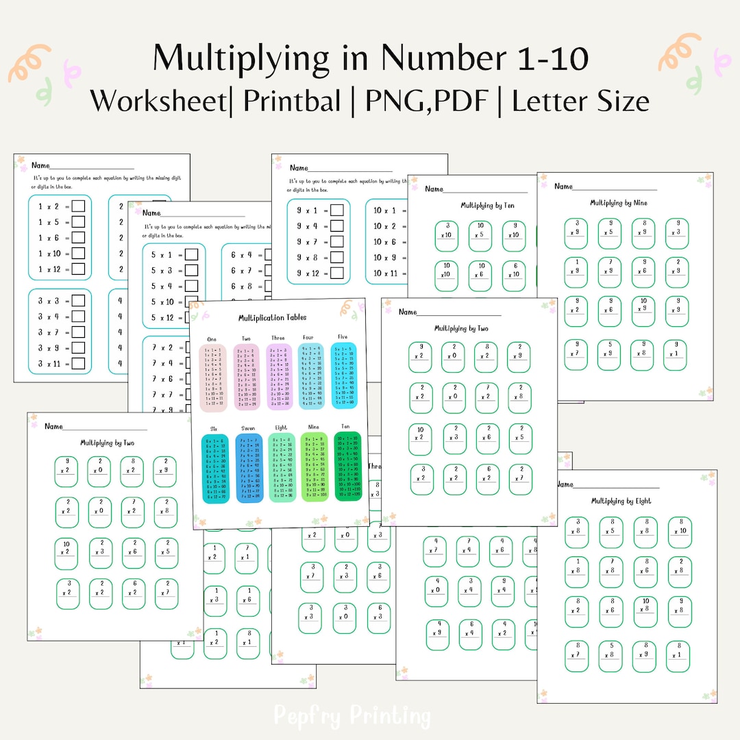 Multiplying in Number 1-10 Worksheet, Printable, Multiplication of ...
