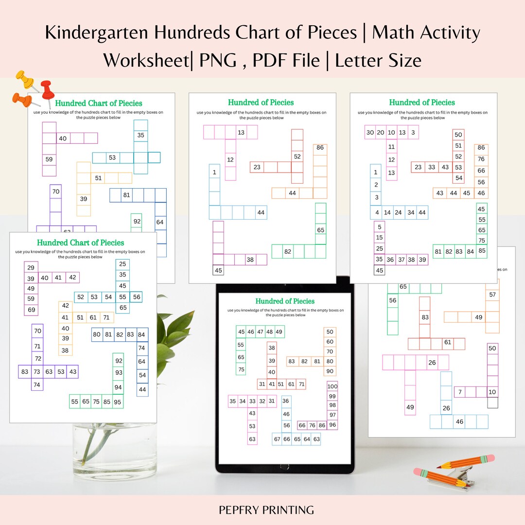 Worksheet for Kid, Hundreds Chart of Pieced, Printable| PNG, PDF ...