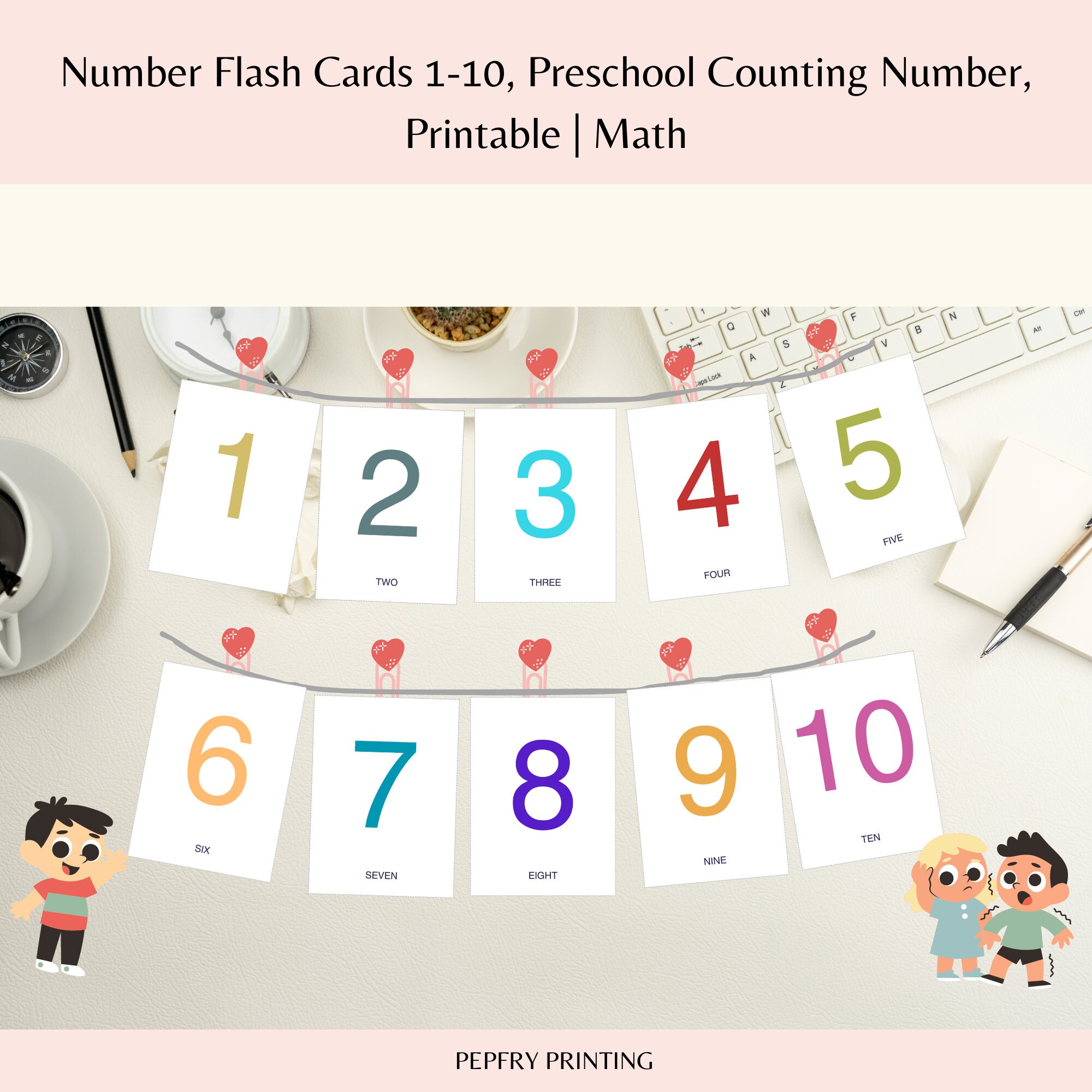 Printable Numbers Flash Cards, Preschool Counting Flash Cards, Number ...