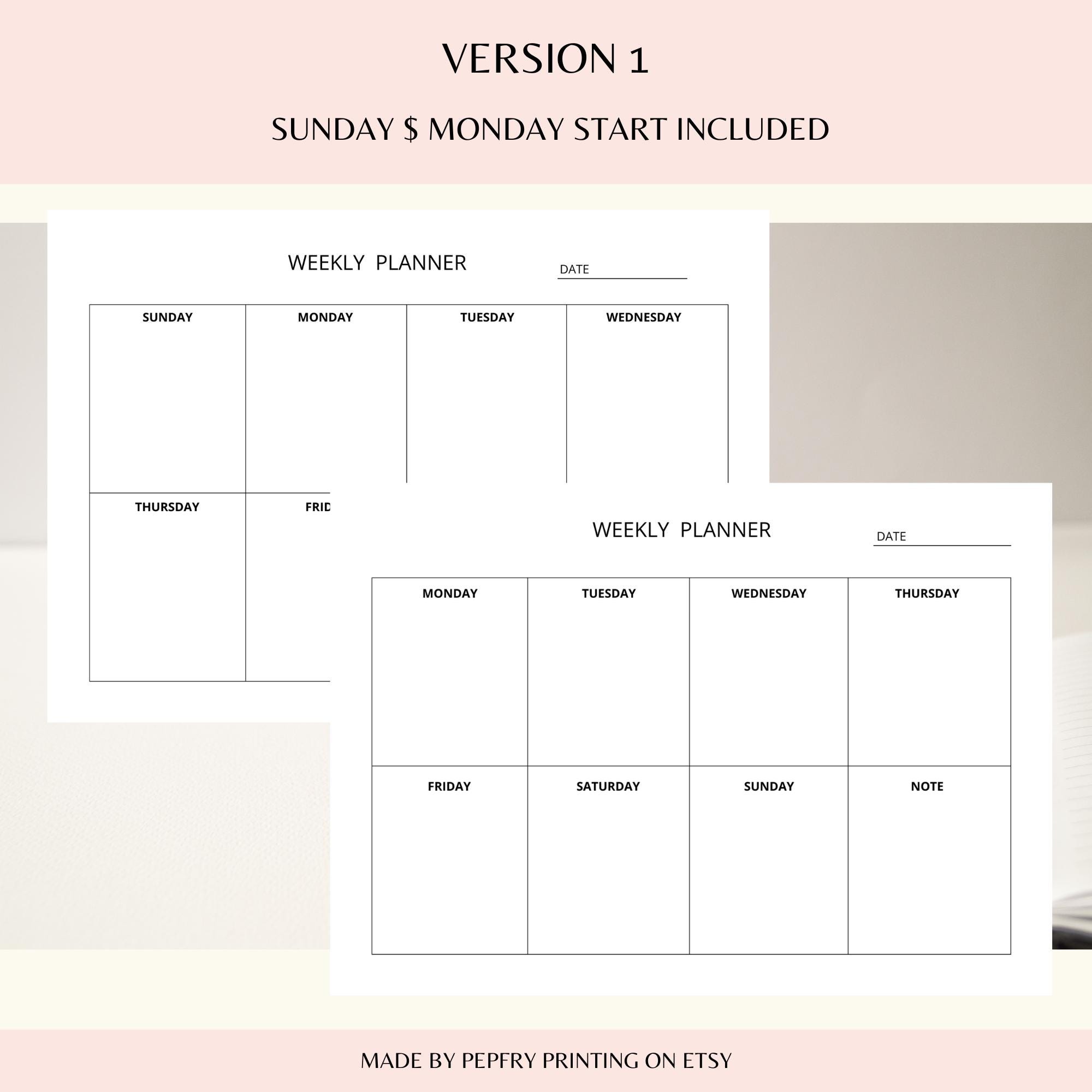 Printable Landscape Weekly Planner , Organizer Weekly, Office Planner ...