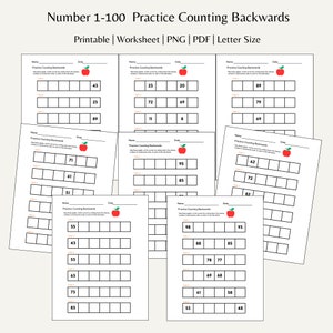 Worksheet for Kid, Number 1-100 Practice Counting Backwards, Worksheet ...