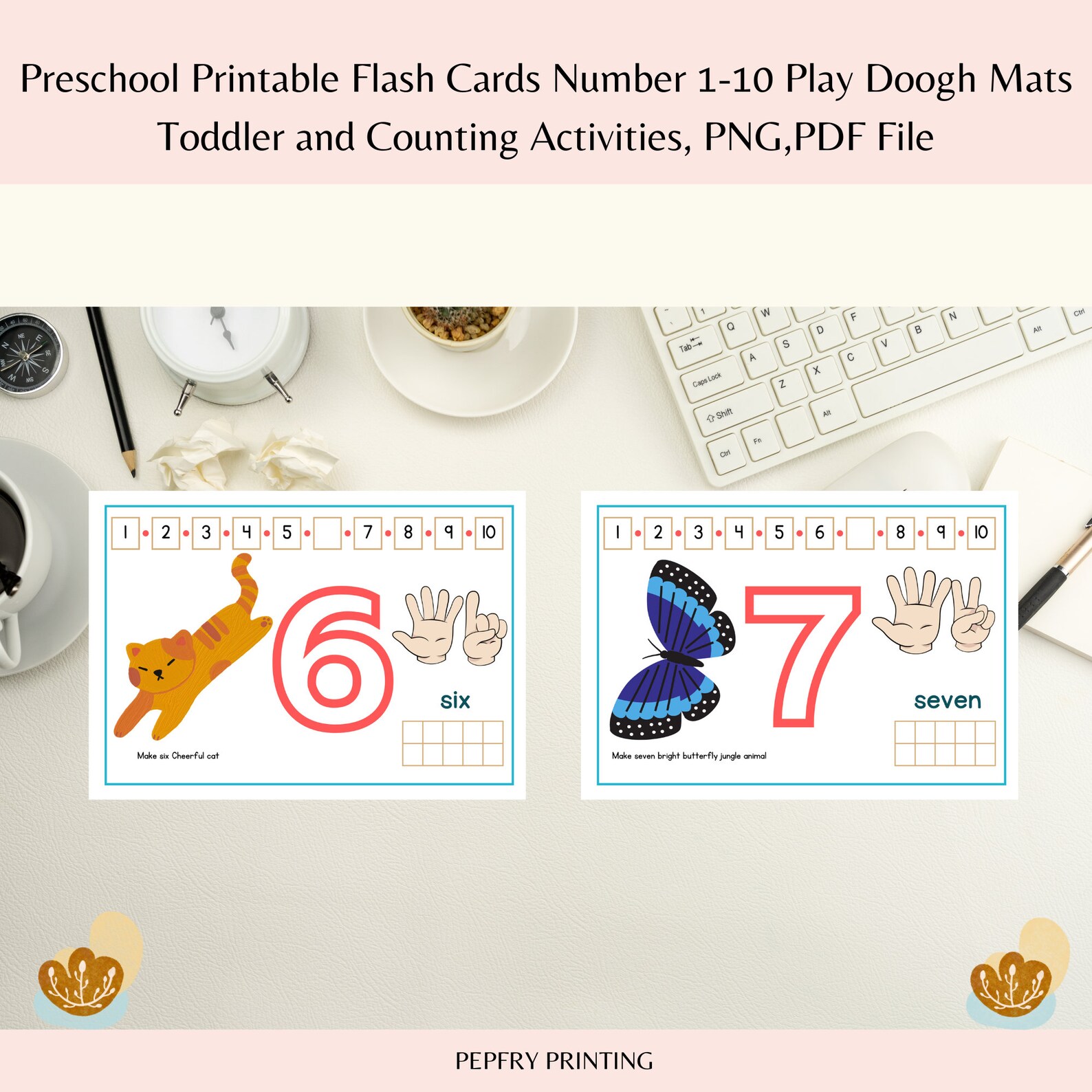 Printable Number Flash Card, Preschool Counting Flash Card, Count ...