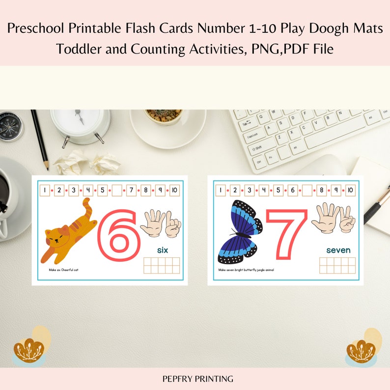 Printable Number Flash Card, Preschool Counting Flash Card, Count ...