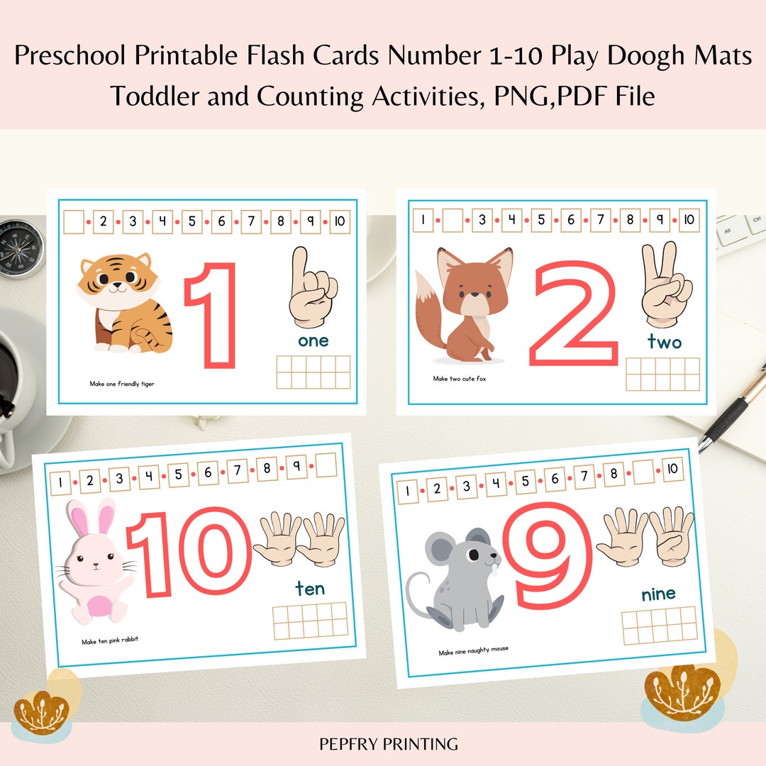 Printable Number Flash Card, Preschool Counting Flash Card, Count ...