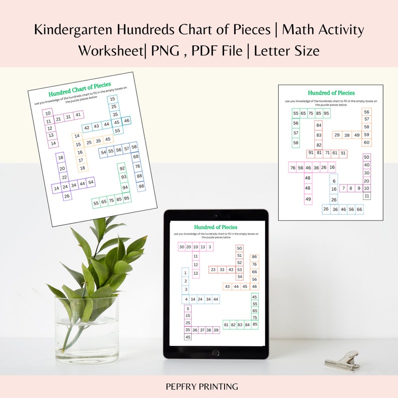 Worksheet for Kid, Hundreds Chart of Pieced, Printable| PNG, PDF ...