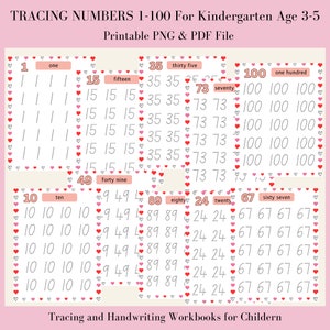 Tracing Number 1-100, Preschool Worksheet, Tracing Number Printable ...