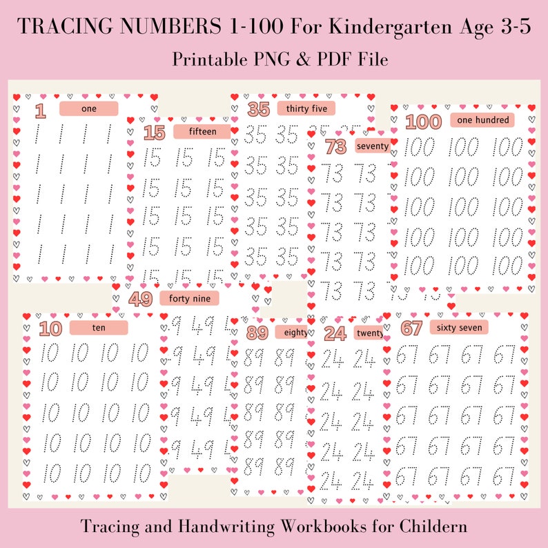 Tracing Number 1-100, Preschool Worksheet, Tracing Number Printable ...