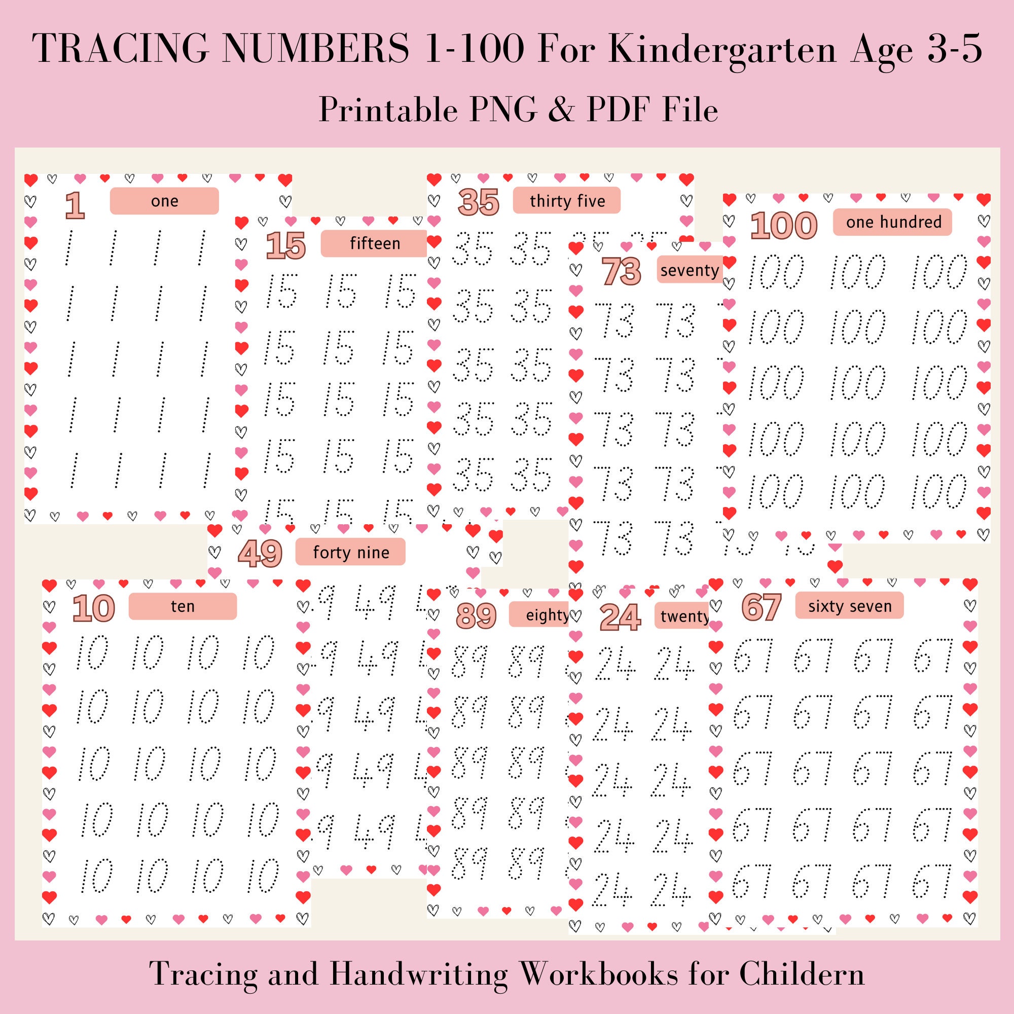 Tracing Number 1-100, Preschool Worksheet, Tracing Number Printable ...