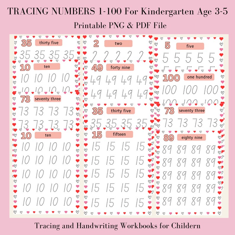 Tracing Number 1-100, Preschool Worksheet, Tracing Number Printable ...