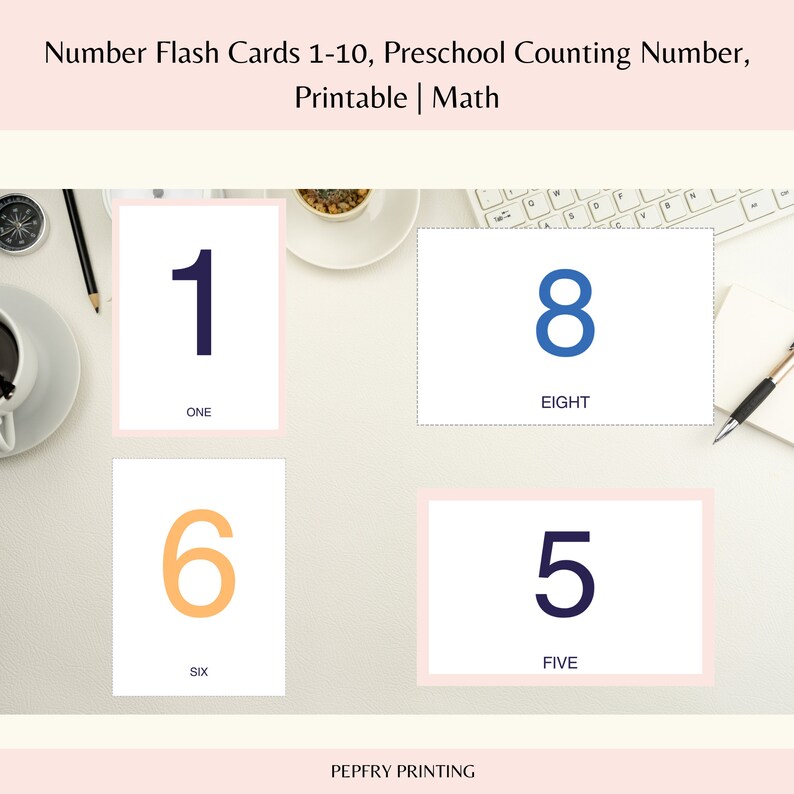 Printable Numbers Flash Cards, Preschool Counting Flash Cards, Number ...