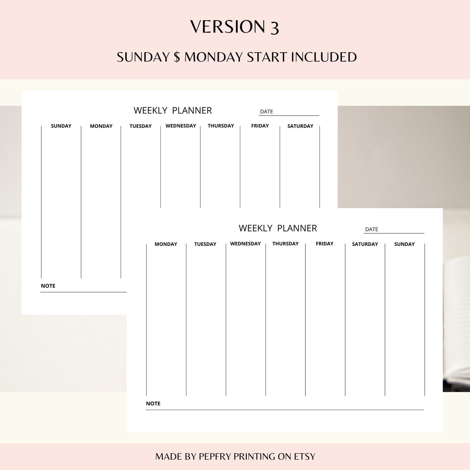 Printable Landscape Weekly Planner , Organizer Weekly, Office Planner ...