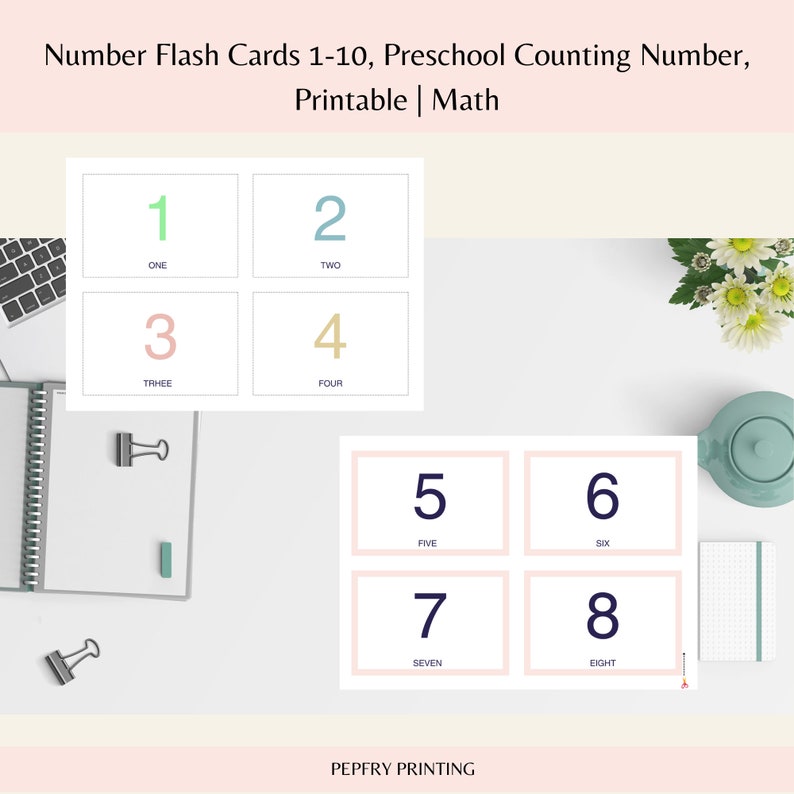 Printable Numbers Flash Cards, Preschool Counting Flash Cards, Number ...