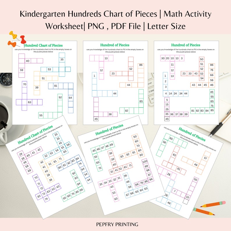 Worksheet for Kid, Hundreds Chart of Pieced, Printable| PNG, PDF ...
