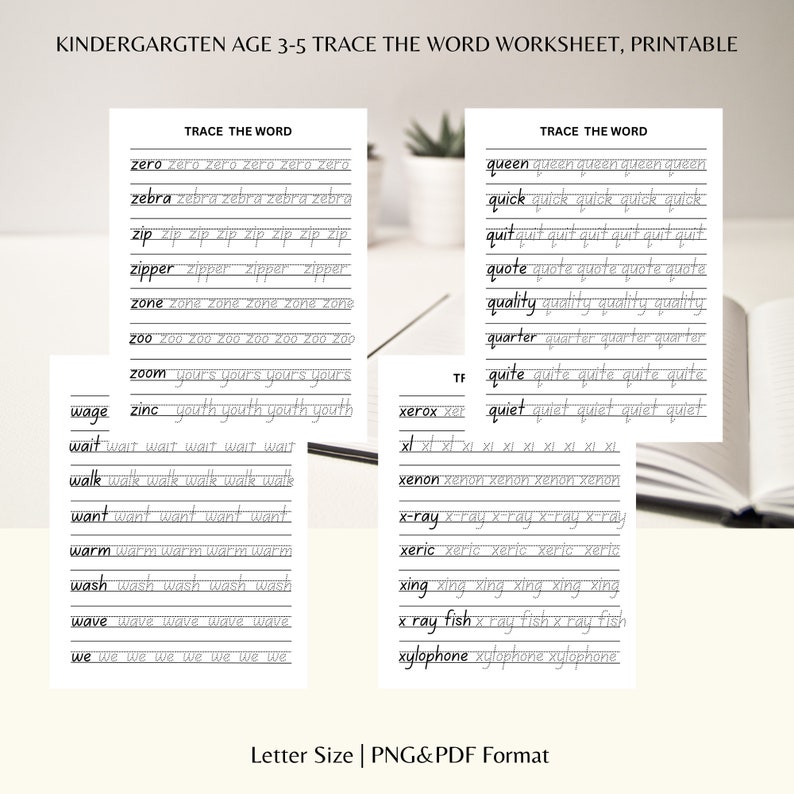 Digital Worksheet Printable, Kindergarten Age 3-5, Trace the Word A to ...