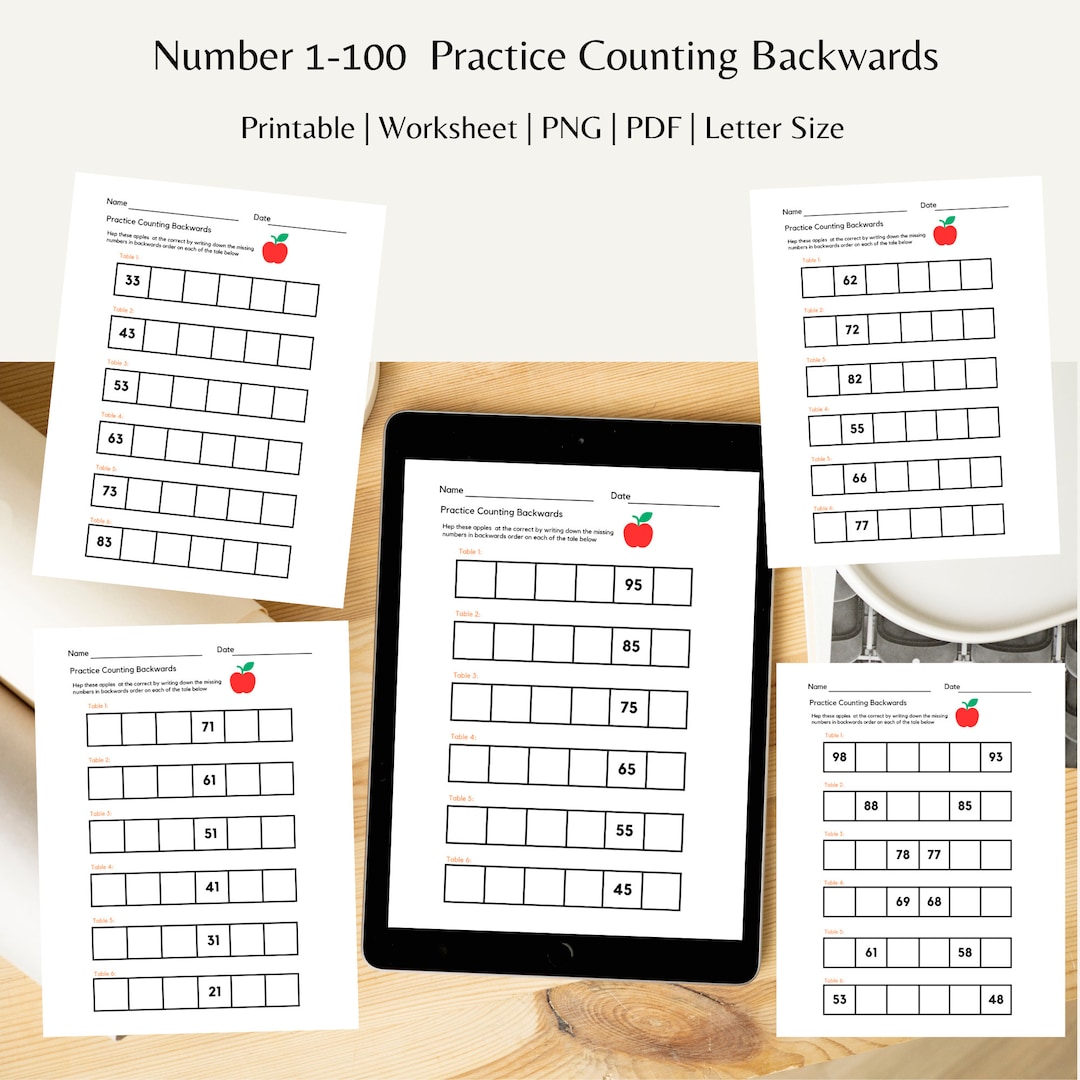 Worksheet for Kid, Number 1-100 Practice Counting Backwards, Worksheet ...
